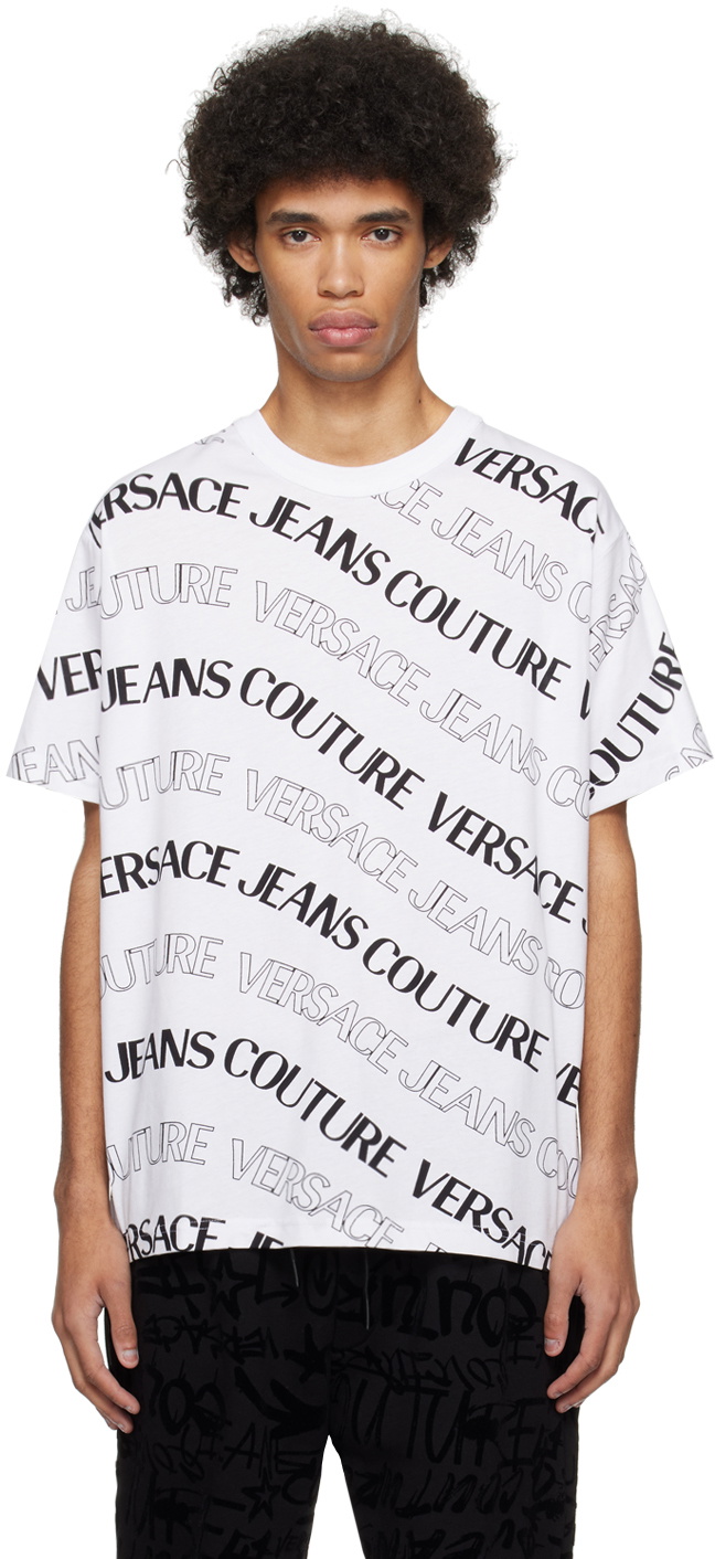 Versace Jeans Couture White Jacquard T-Shirt Versace
