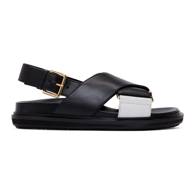 Marni Black and White Colorblock Slingback Sandals Marni