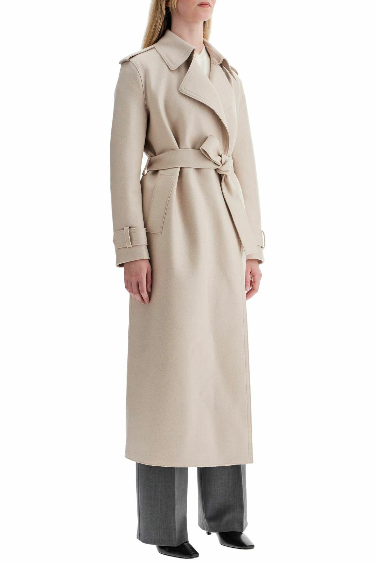 HARRIS WHARF LONDON pressed wool robe coat with nine words Neutro ...