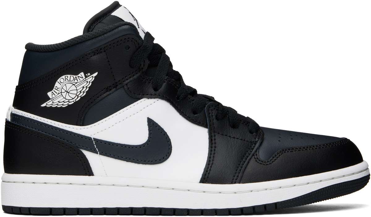 Nike Jordan Black & White Air Jordan 1 Mid Sneakers Nike Jordan Brand