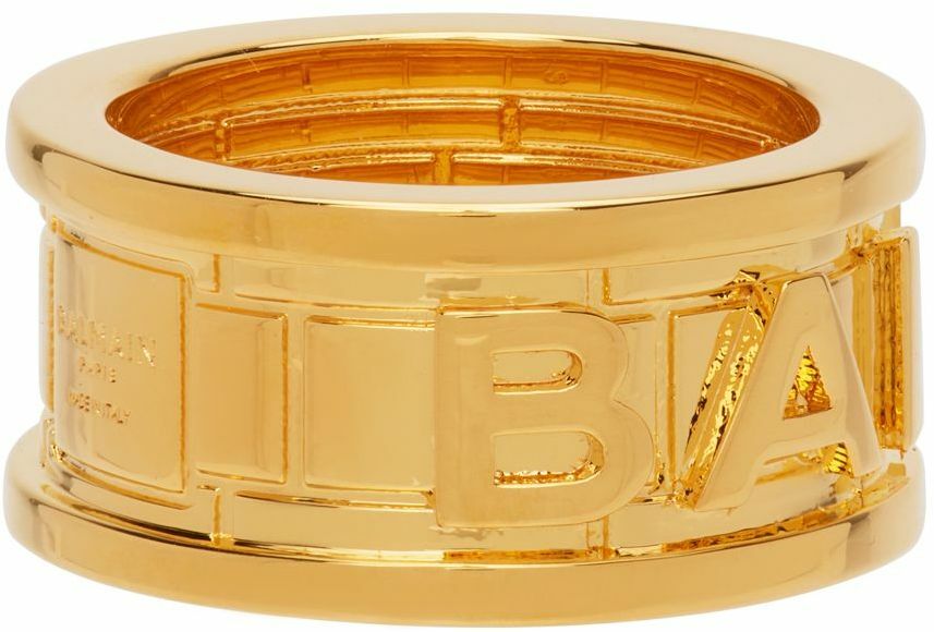 Balmain Gold Tubular Chain Ring Balmain