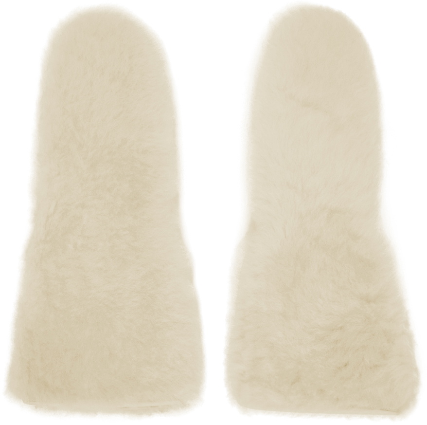 Jil Sander Off-White Shearling Mittens Jil Sander