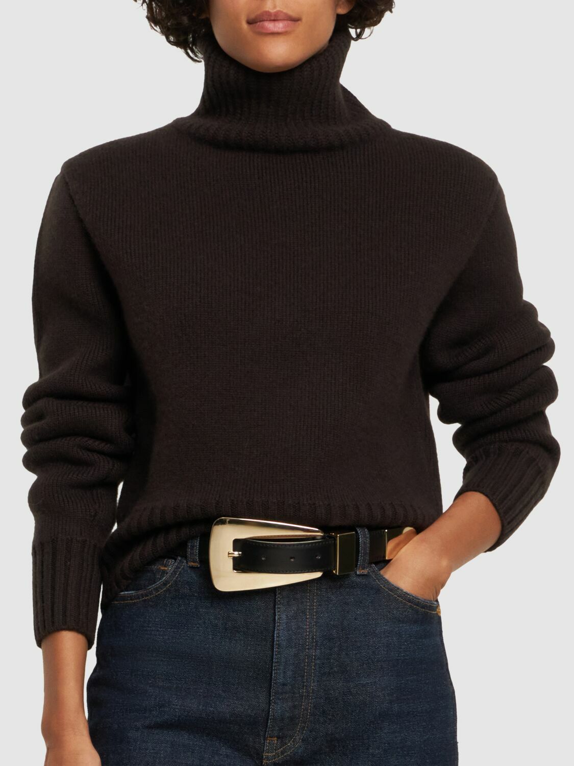 KHAITE 30mm Lucca Leather Buckle Belt Khaite