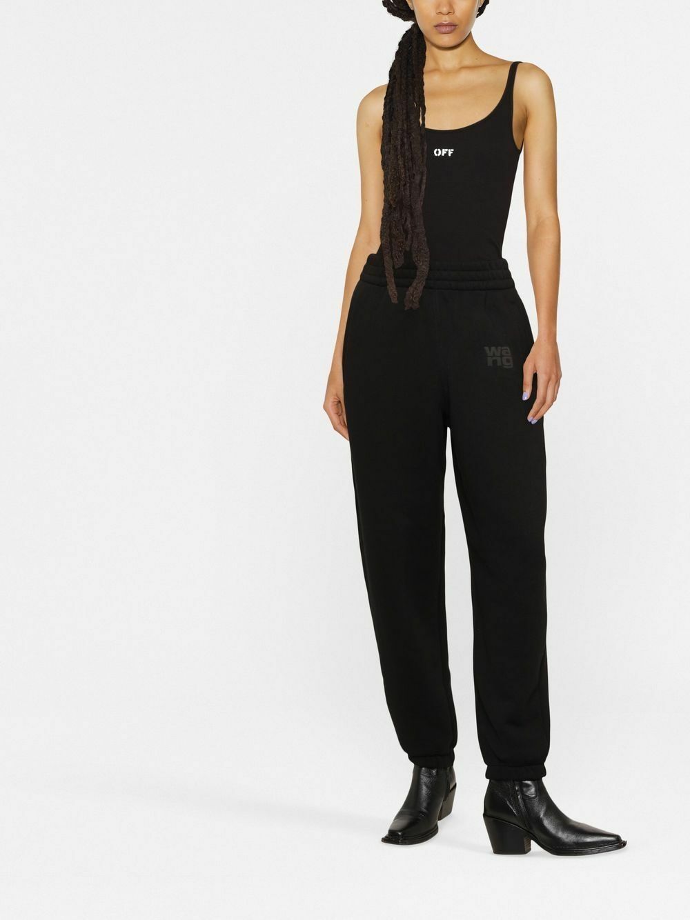 Alexander Wang Black Logo Print Tapered Track Pants Alexander Wang