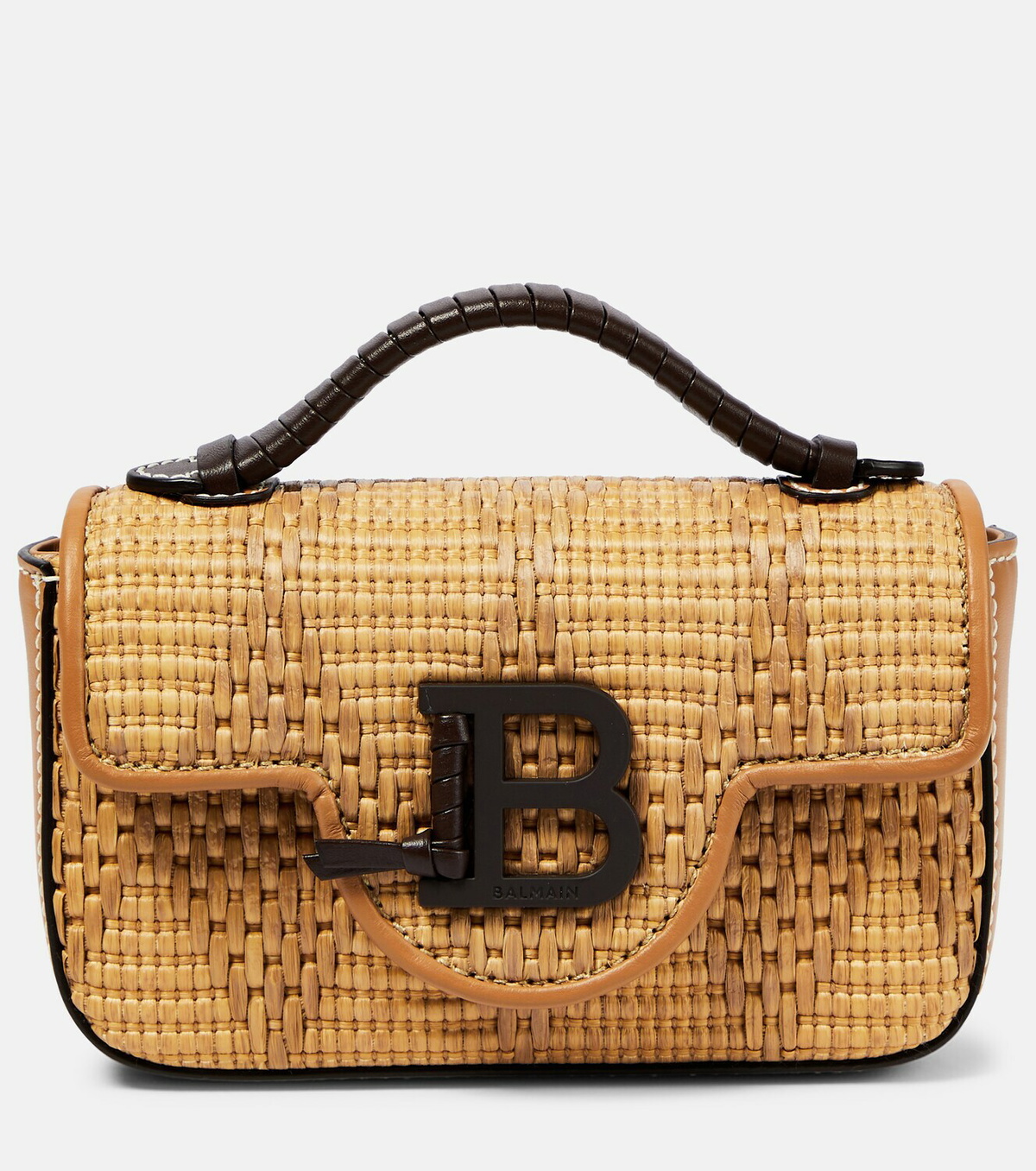 Balmain - B-Buzz 19 raffia-effect shoulder bag Balmain