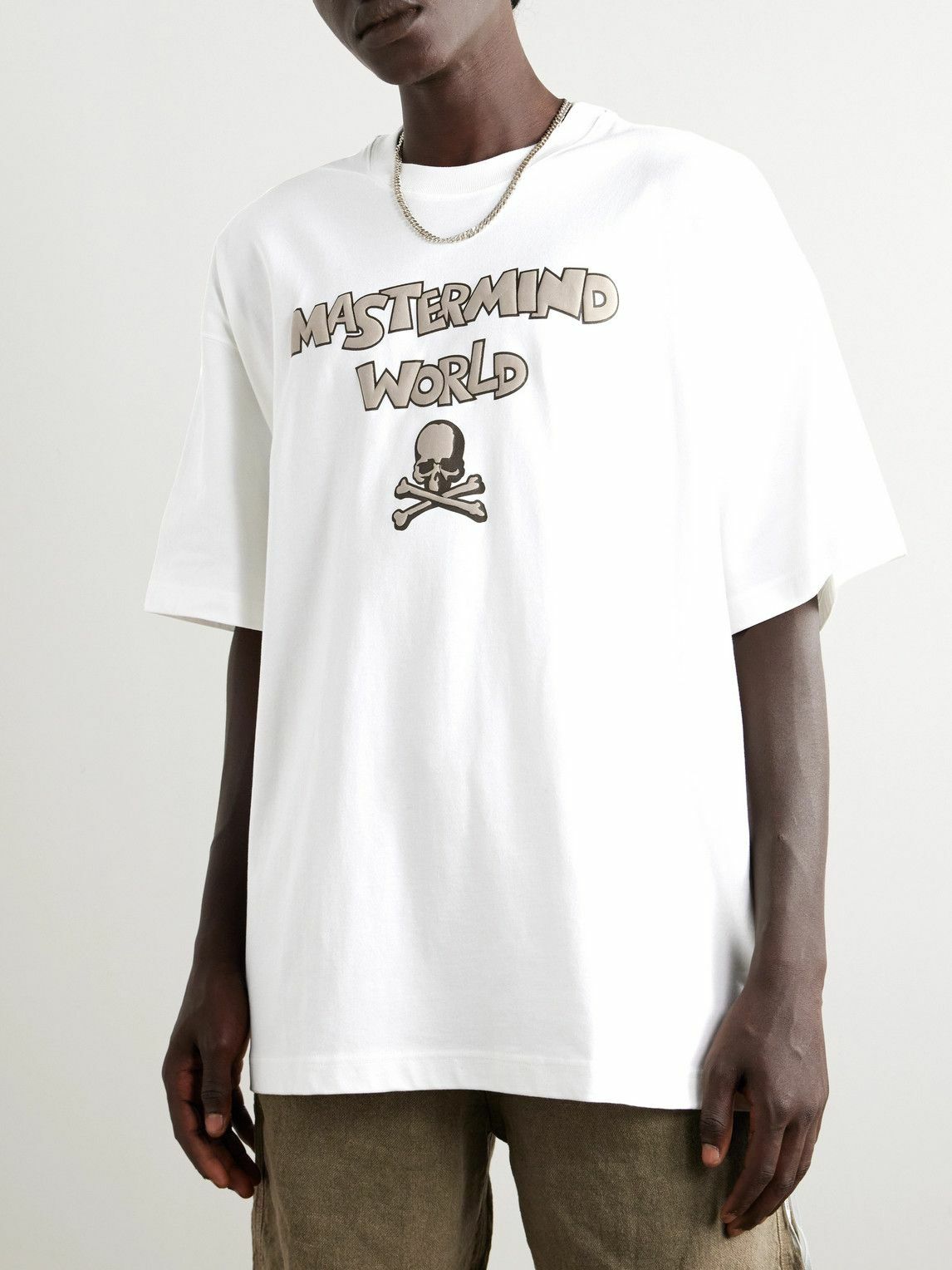 Mastermind World - Oversized Logo-Print Cotton-Jersey T-Shirt - White ...