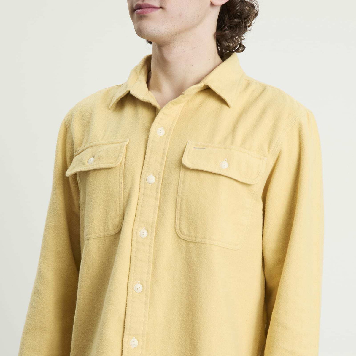 RRL Men's Grayson Flannel Shirt in Faded Yellow RRL