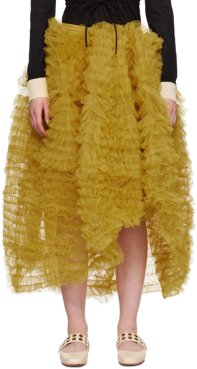 Molly Goddard Yellow Jenna Midi Skirt Molly Goddard