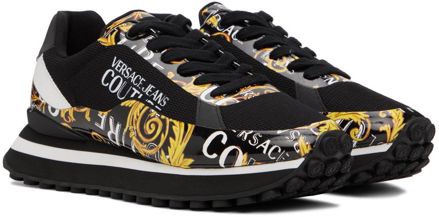 Versace Jeans Couture Black & Gold Fondo Spyke Sneakers Versace