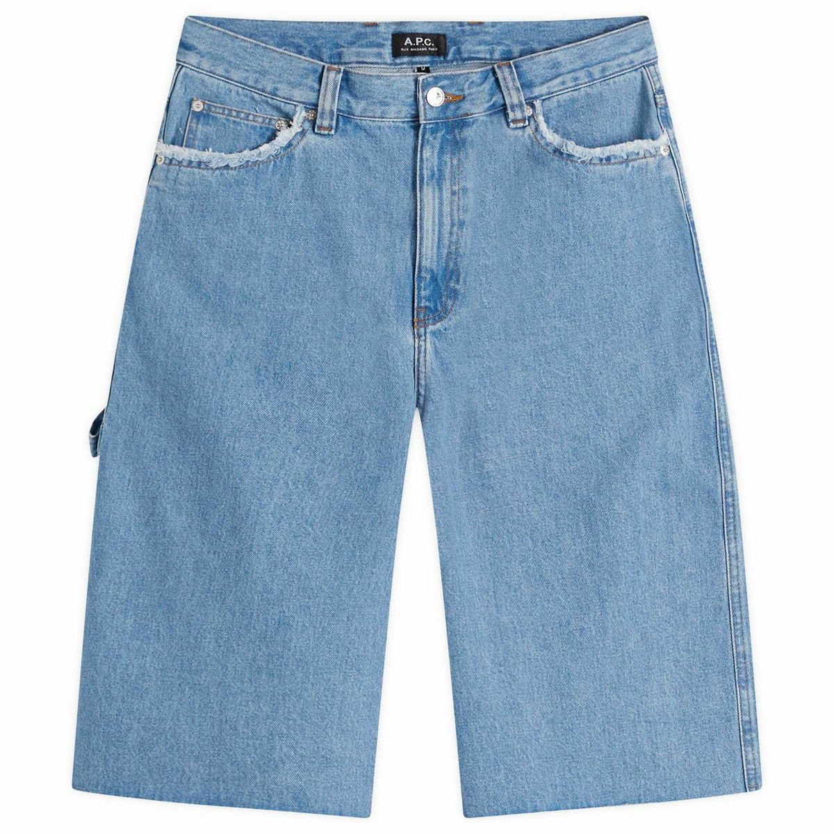 A.P.C. Men's Oakland Unfinished Denim Shorts in Light Blue A.P.C.