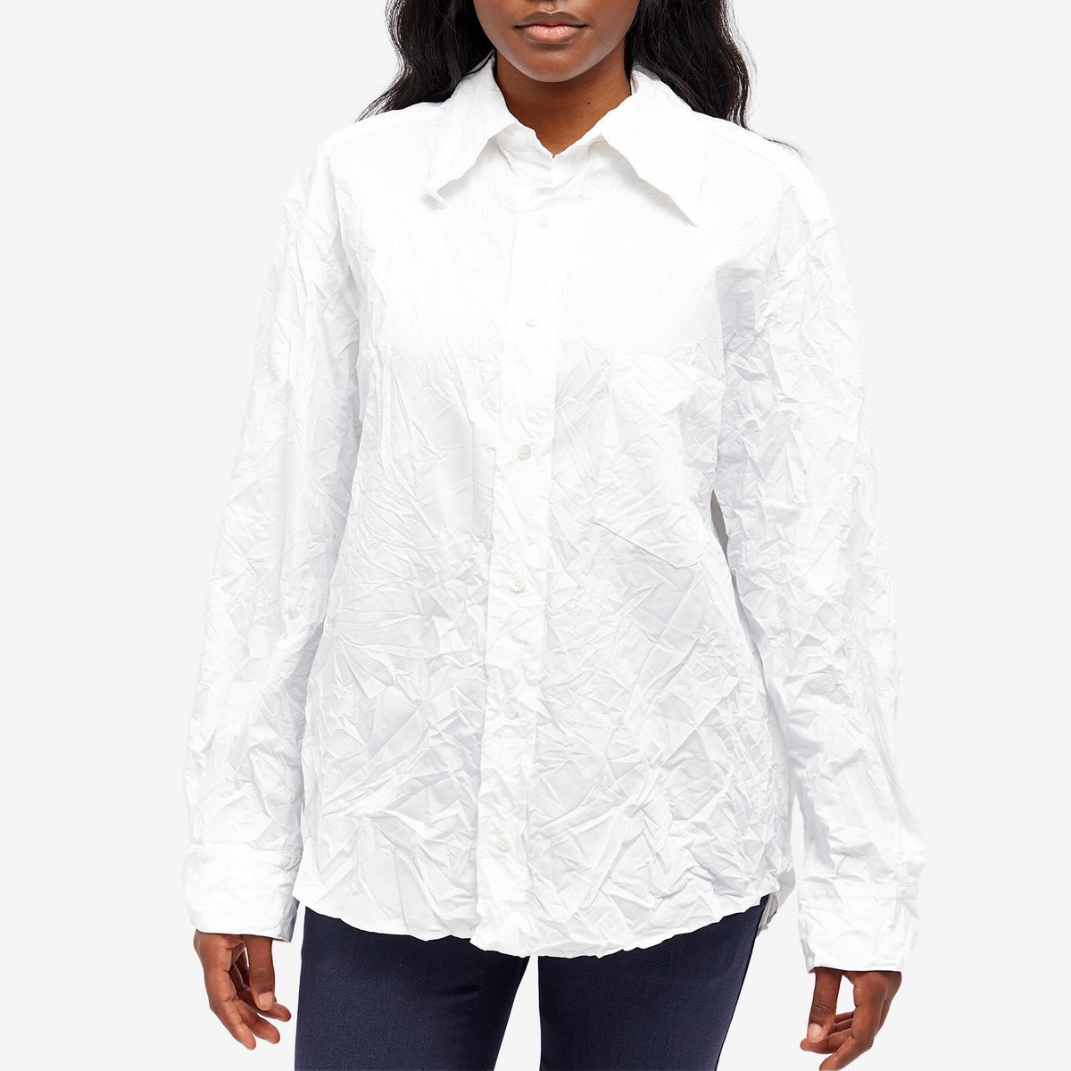 TOGA Women's Wrinkle Cotton Shirt in White Toga Pulla