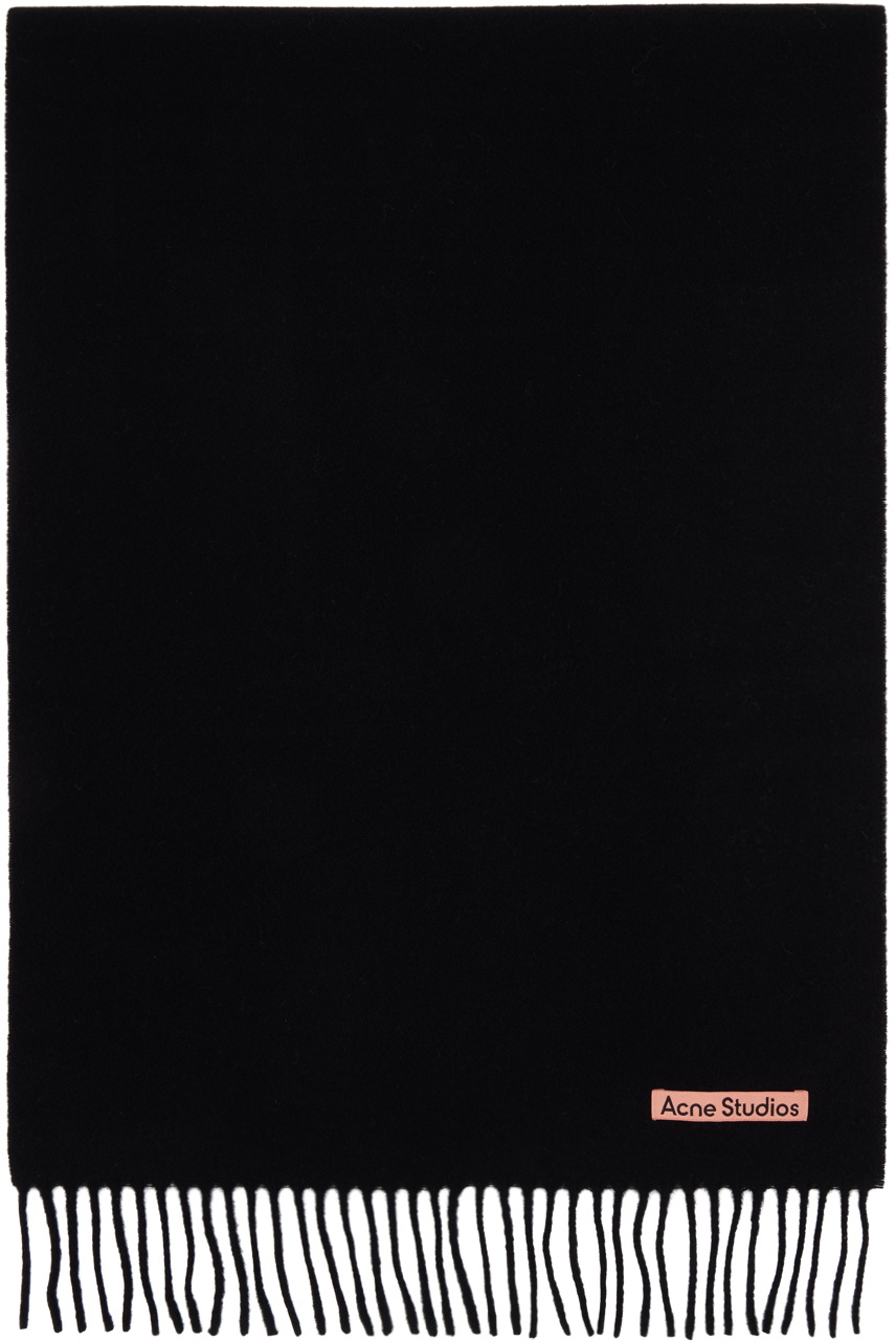 Acne Studios Black Narrow Fringe Scarf Acne Studios
