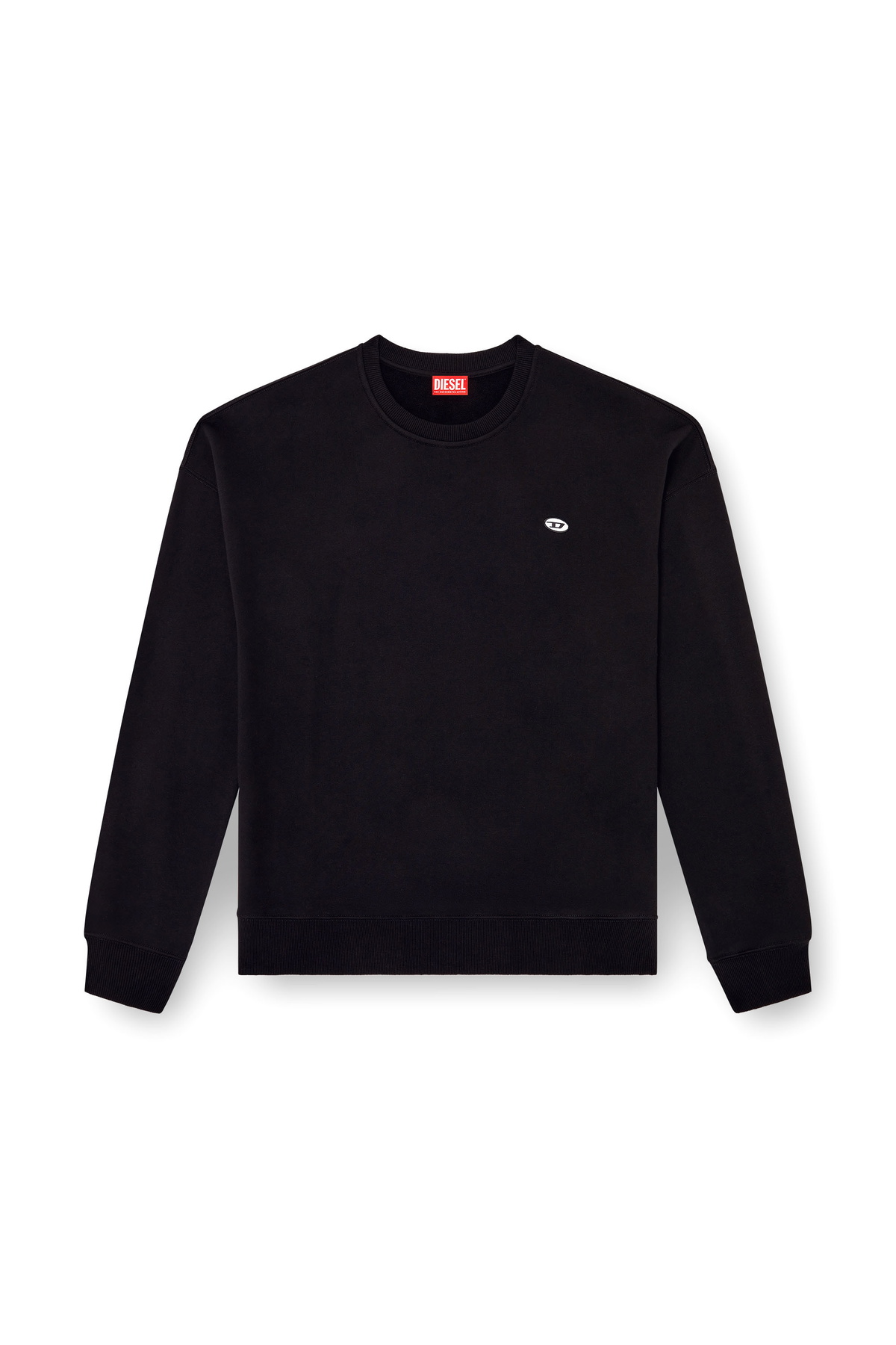 Diesel Sweatshirt with oval D patch - Sweaters Mens in Black Diesel