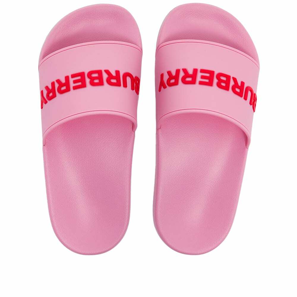 Burberry Women's Furley Logo Slide in Bubblegum Pink Burberry