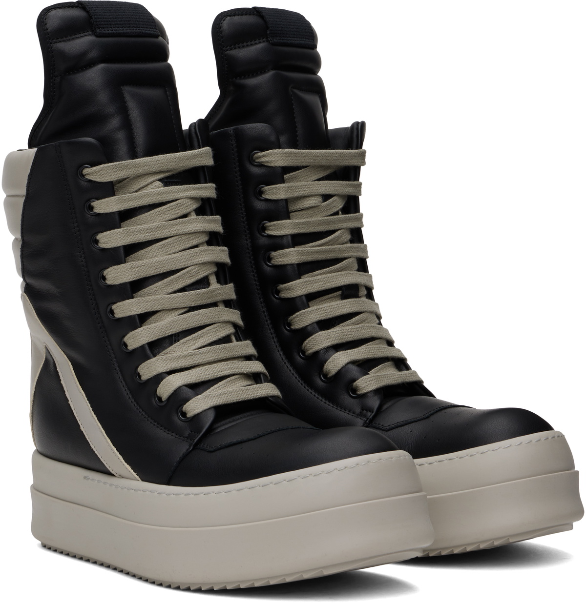 Rick Owens Black & Off-White Porterville Mega Geobasket Sneakers Rick Owens
