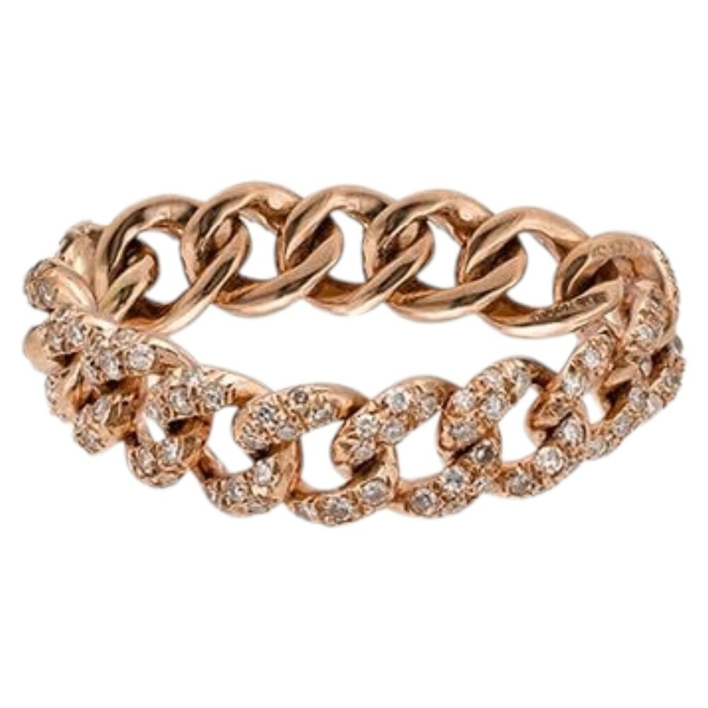 SHAY 18K Rose Gold Mini Link Diamond Ring SHAY