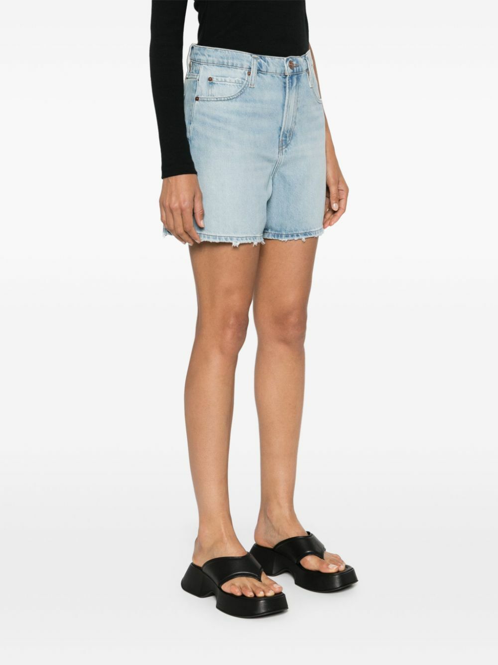 FRAME Blue The Easy Denim Wide-Leg Shorts Frame Denim