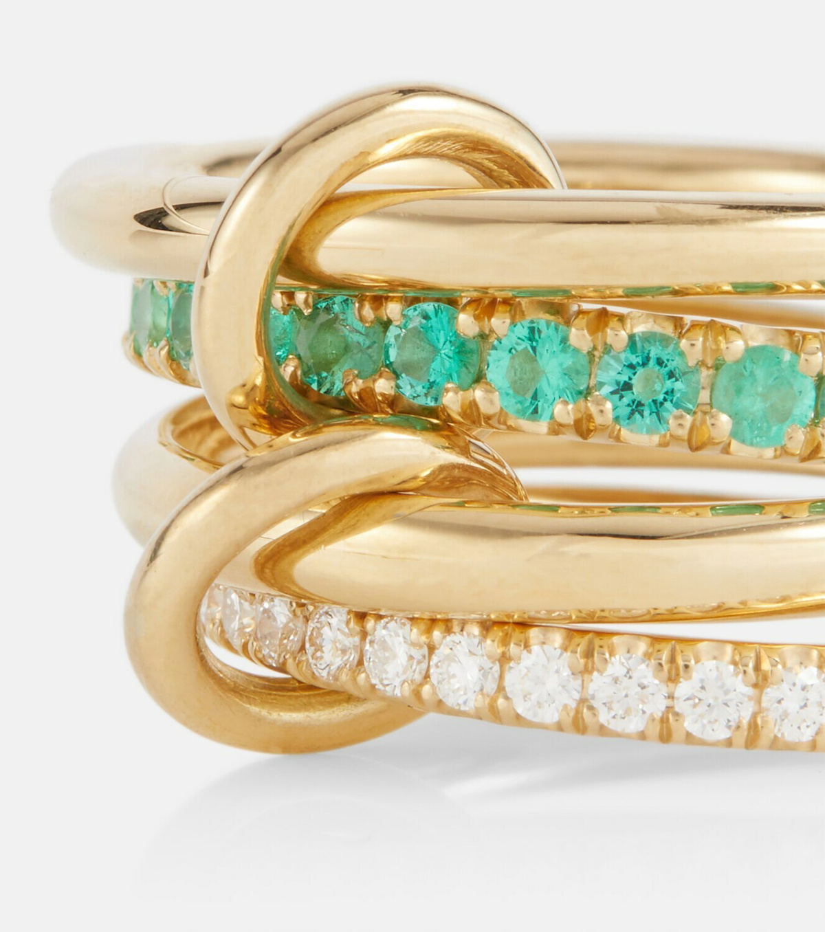 Spinelli Kilcollin - Halley set of four 18kt gold rings with emeralds ...