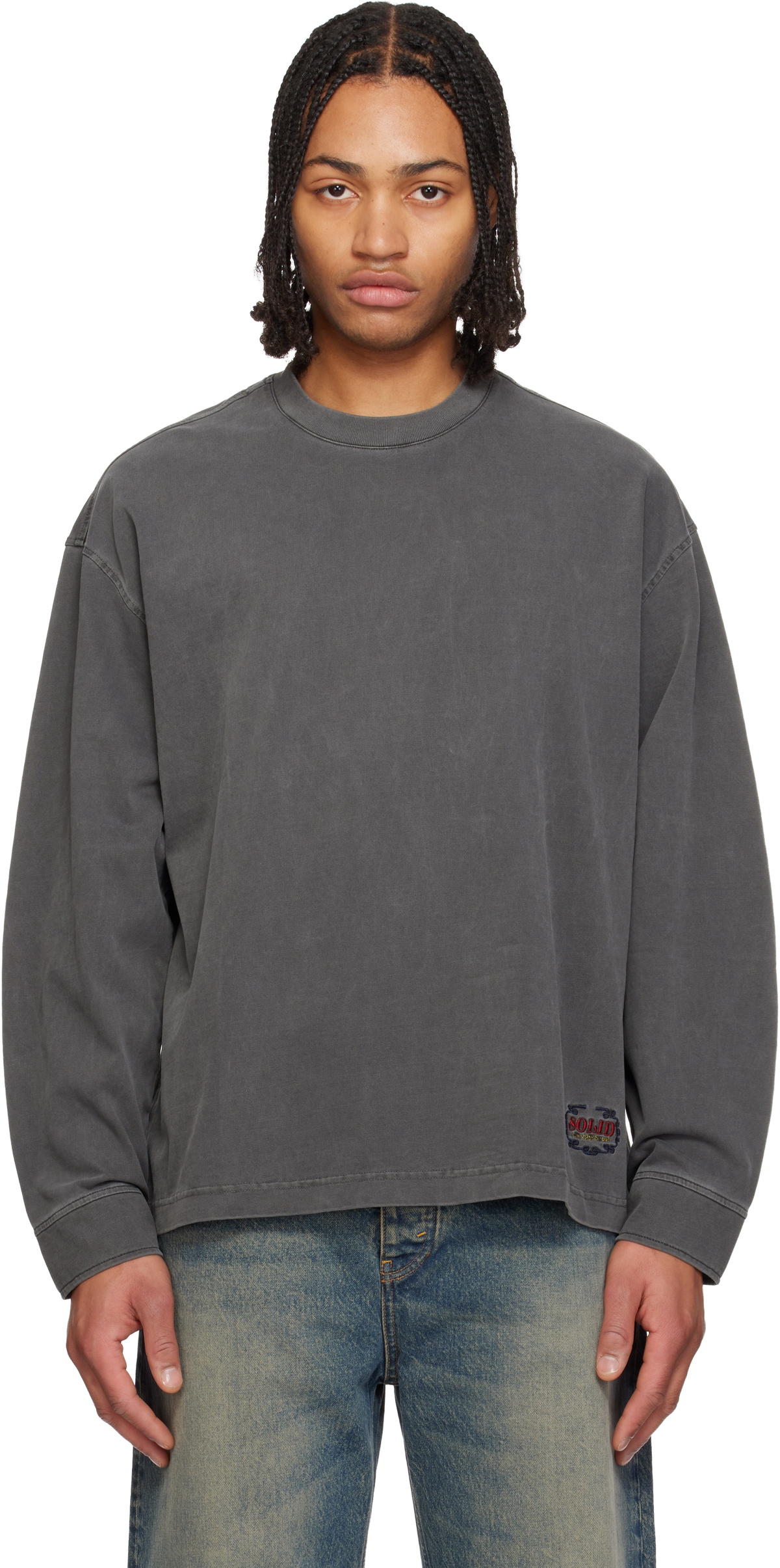 Solid Homme Gray Jazz Logo Embroidery T-shirt Solid Homme