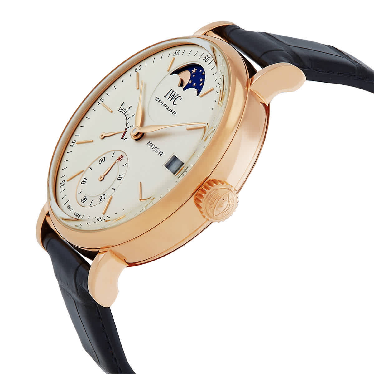 IWC Portofino Hand Wind Moon Phase Silver Dial Mens Watch IW516409 IWC