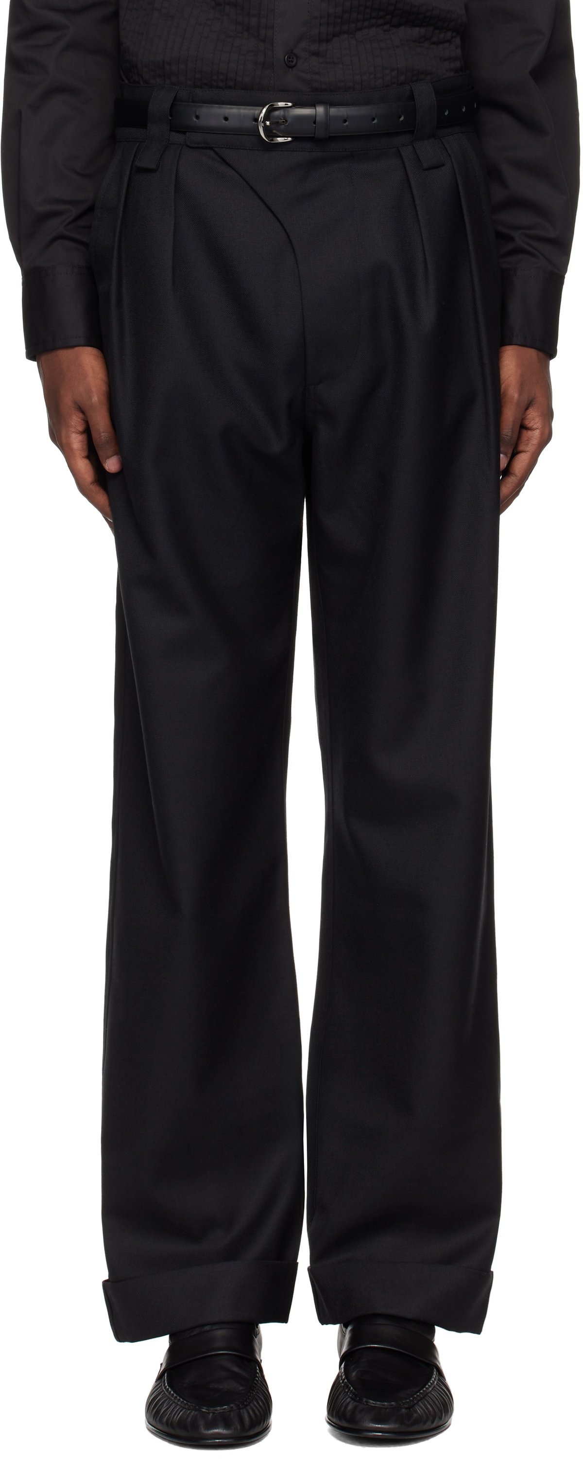 Galilee-By-Sea Black Classic Turn Up Trousers