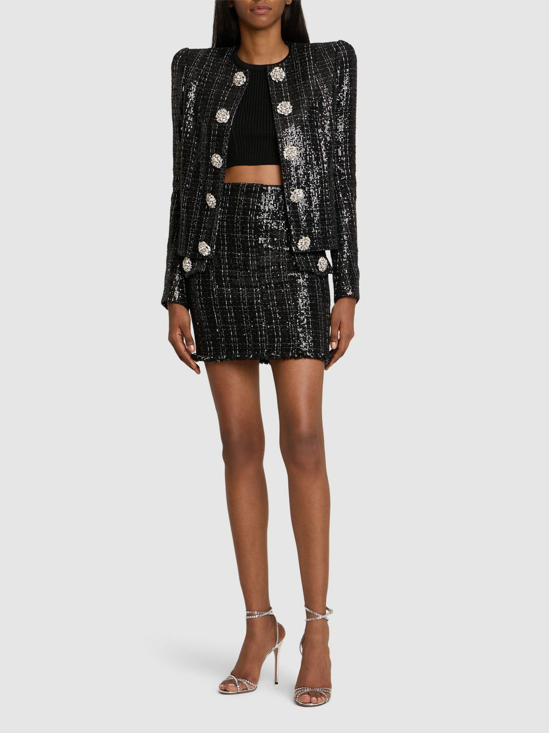 BALMAIN - Glittered Tweed Jacket Balmain