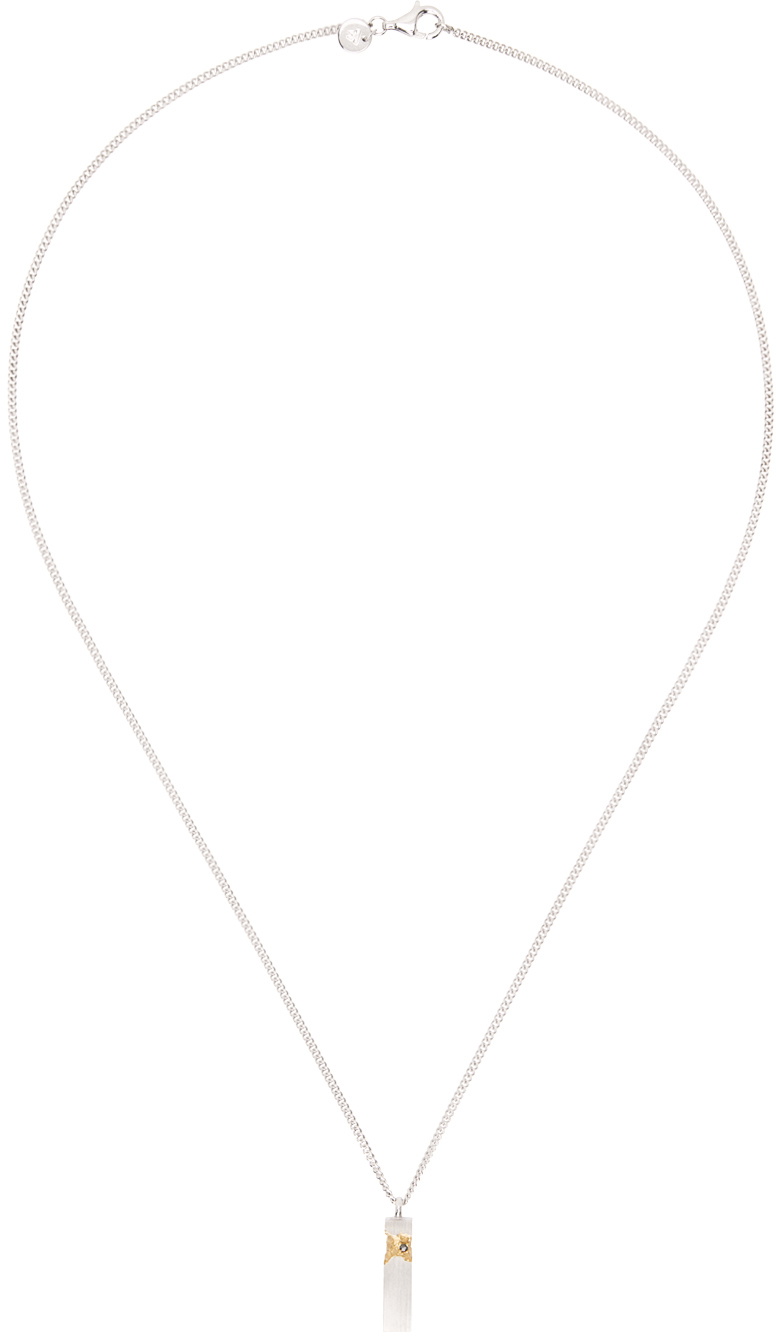 Tom Wood Silver Mined Cube Pendant Black Diamond Necklace Tom Wood