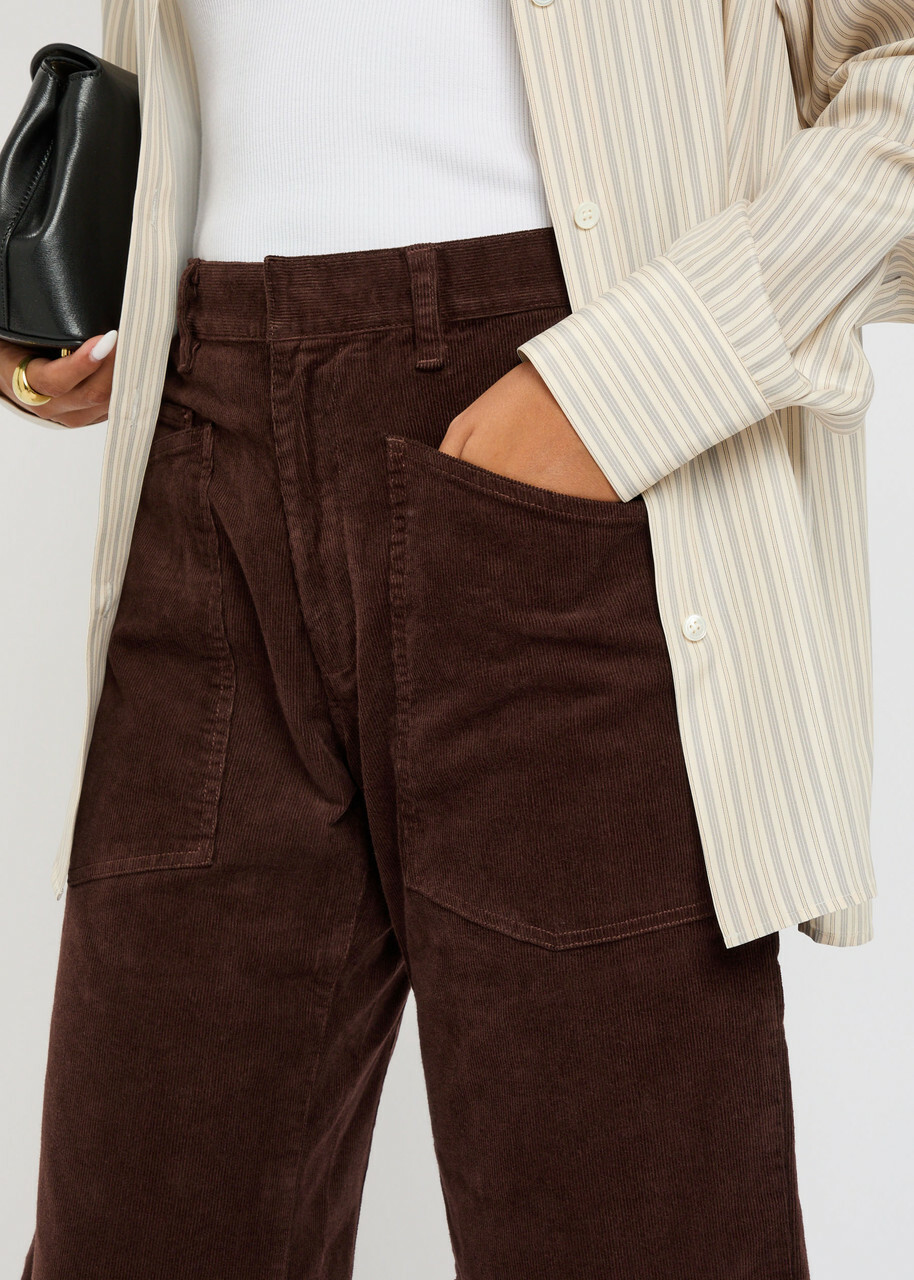 Nili Lotan Shon Barrel-leg Corduroy Trousers Burgundy Nili Lotan