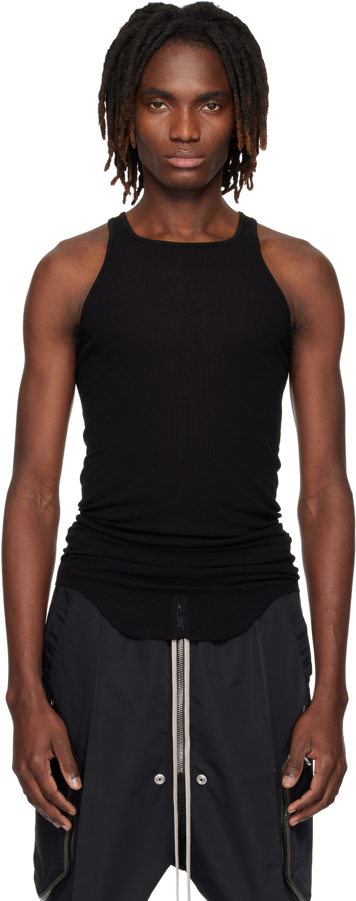 Rick Owens Black Temple Basic Rib Tank Top Rick Owens