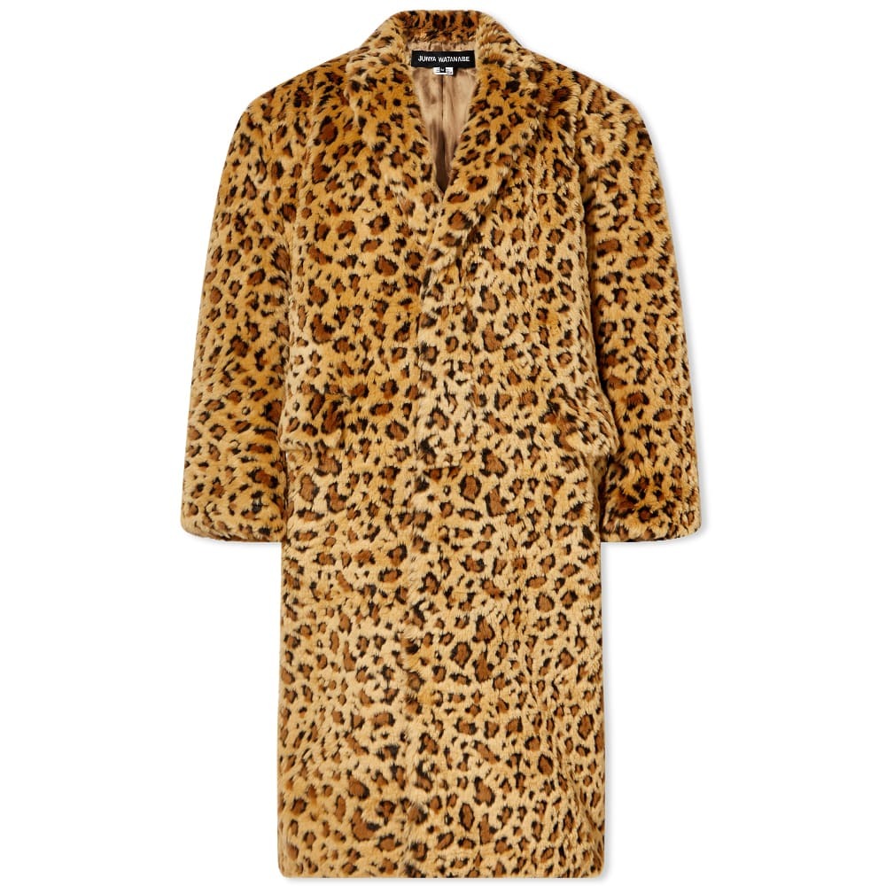 Junya Watanabe Women's Faux Fur Coat in Beige/Black/Brown Junya Watanabe