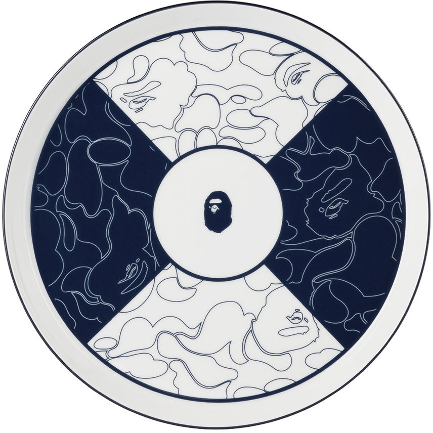 BAPE White & Navy Ape Head Plate A Bathing Ape