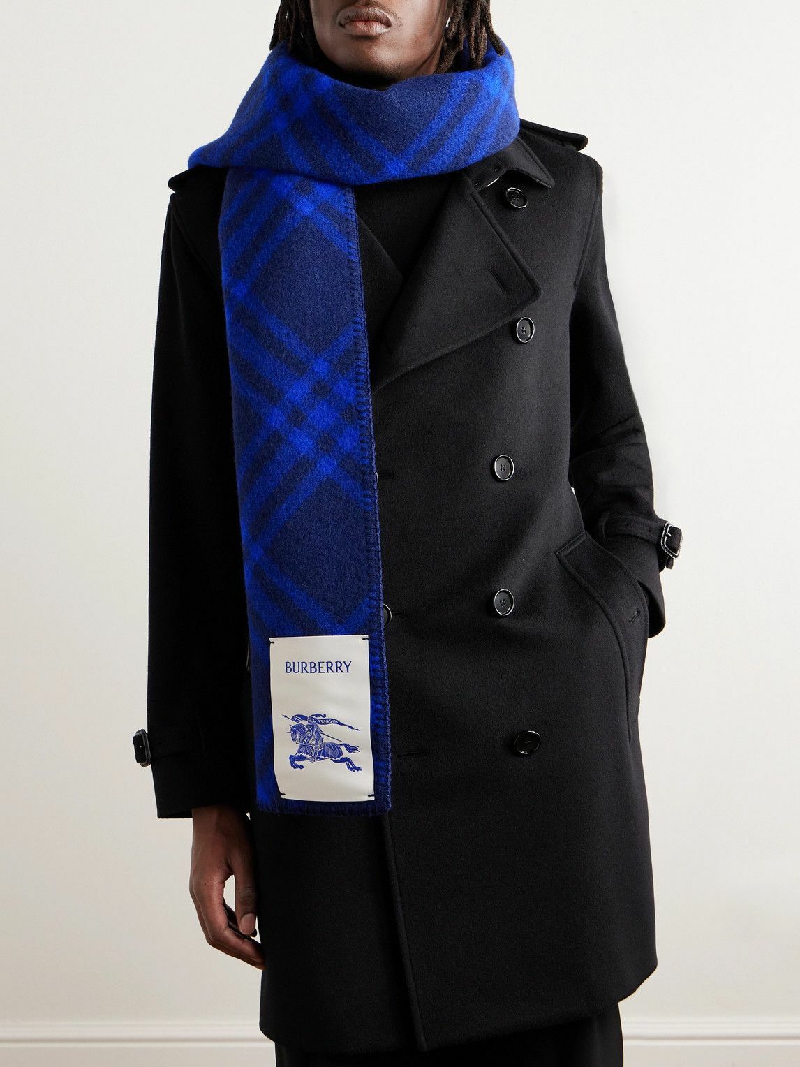 Burberry - Logo-Appliquéd Checked Wool Scarf Burberry