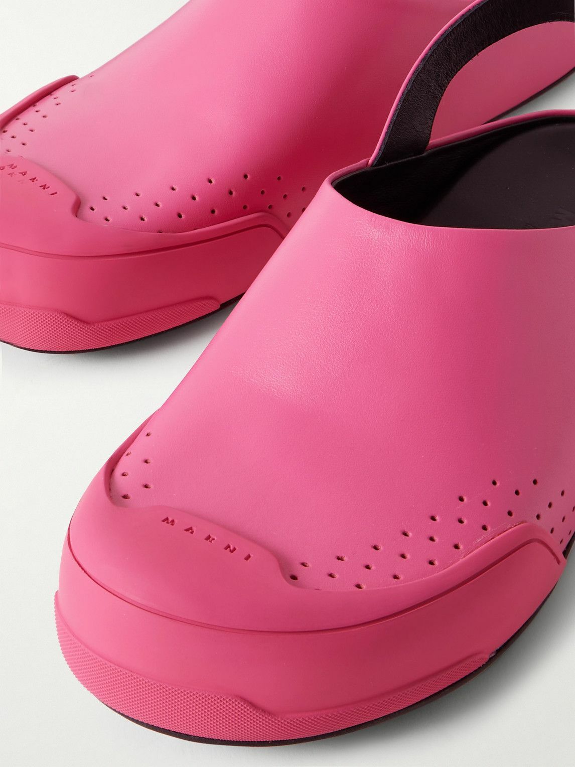 Marni - Rubber and Suede-Trimmed Leather Clogs - Pink Marni