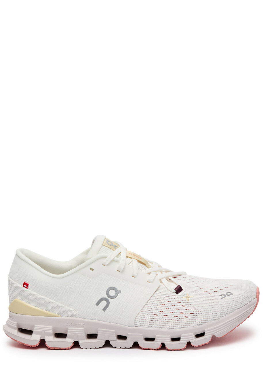 ON Cloud X 4 Panelled Mesh-knit Sneakers Ivory On