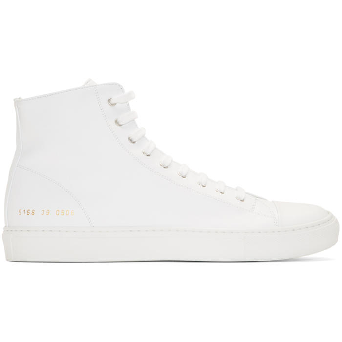 Common Projects White Tournament High Cap Toe Sneakers Common Projects