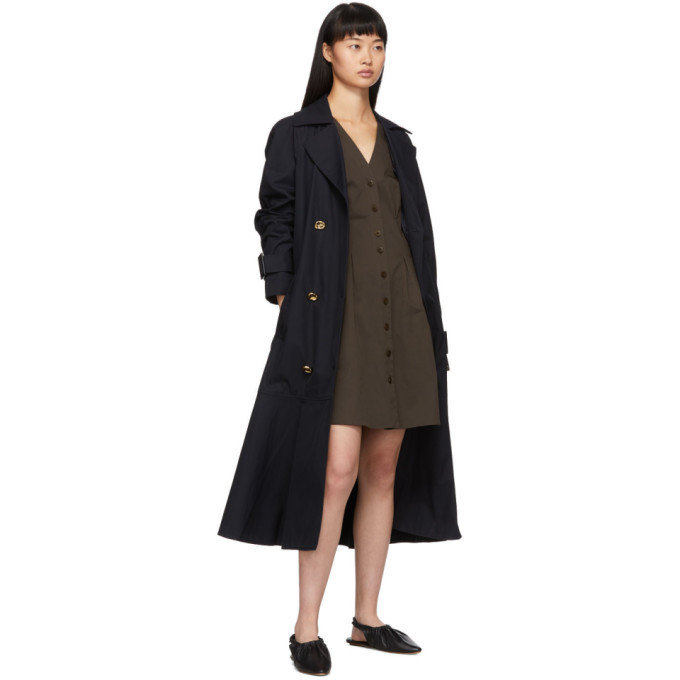 Tibi Navy Twill Trench Coat Tibi