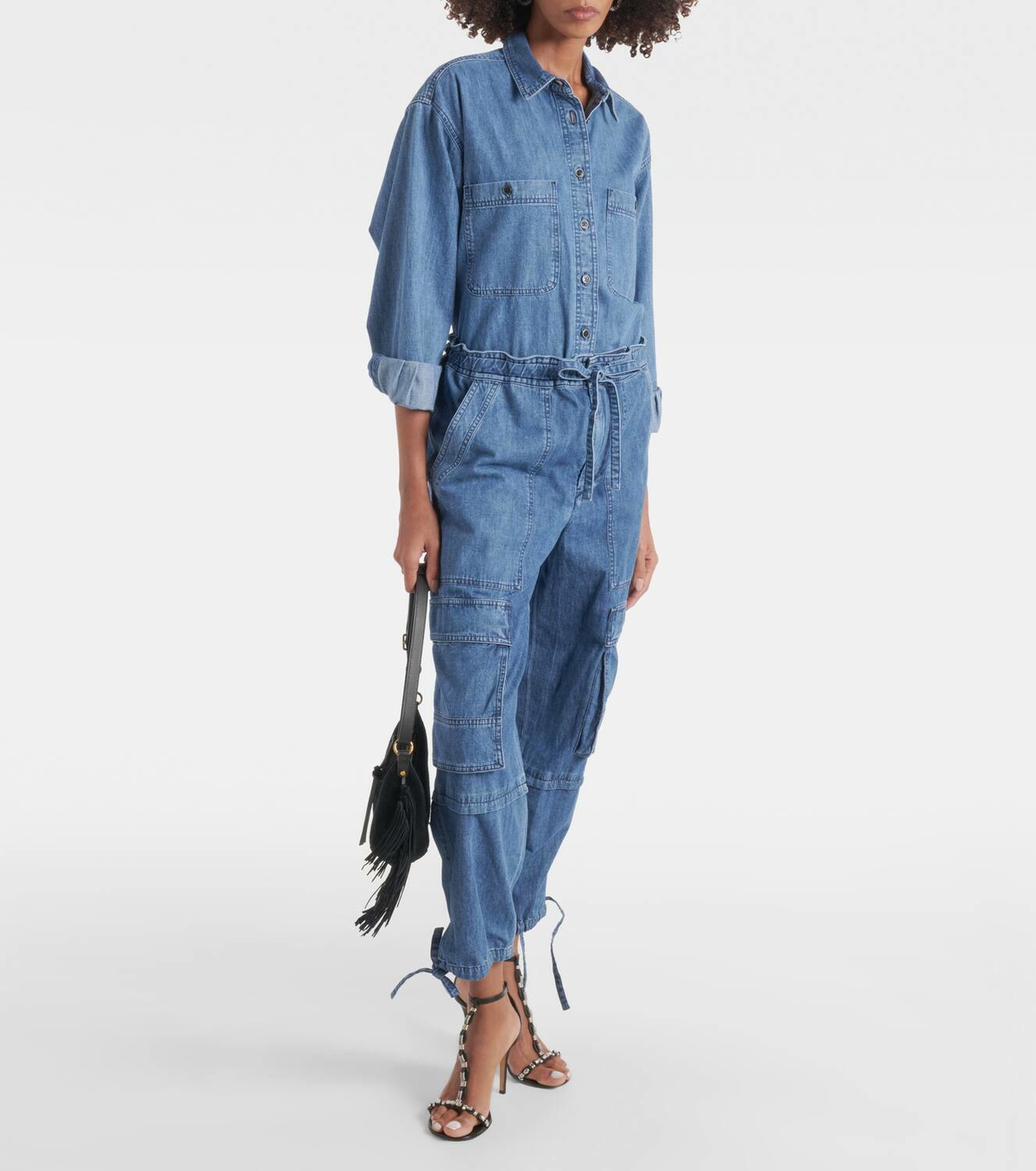 Marant Etoile Ivy mid-rise denim cargo pants Isabel Marant Etoile