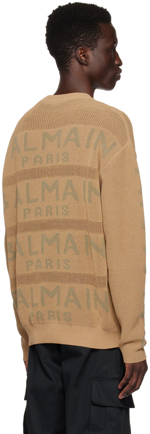 Balmain Tan Jacquard Sweater Balmain