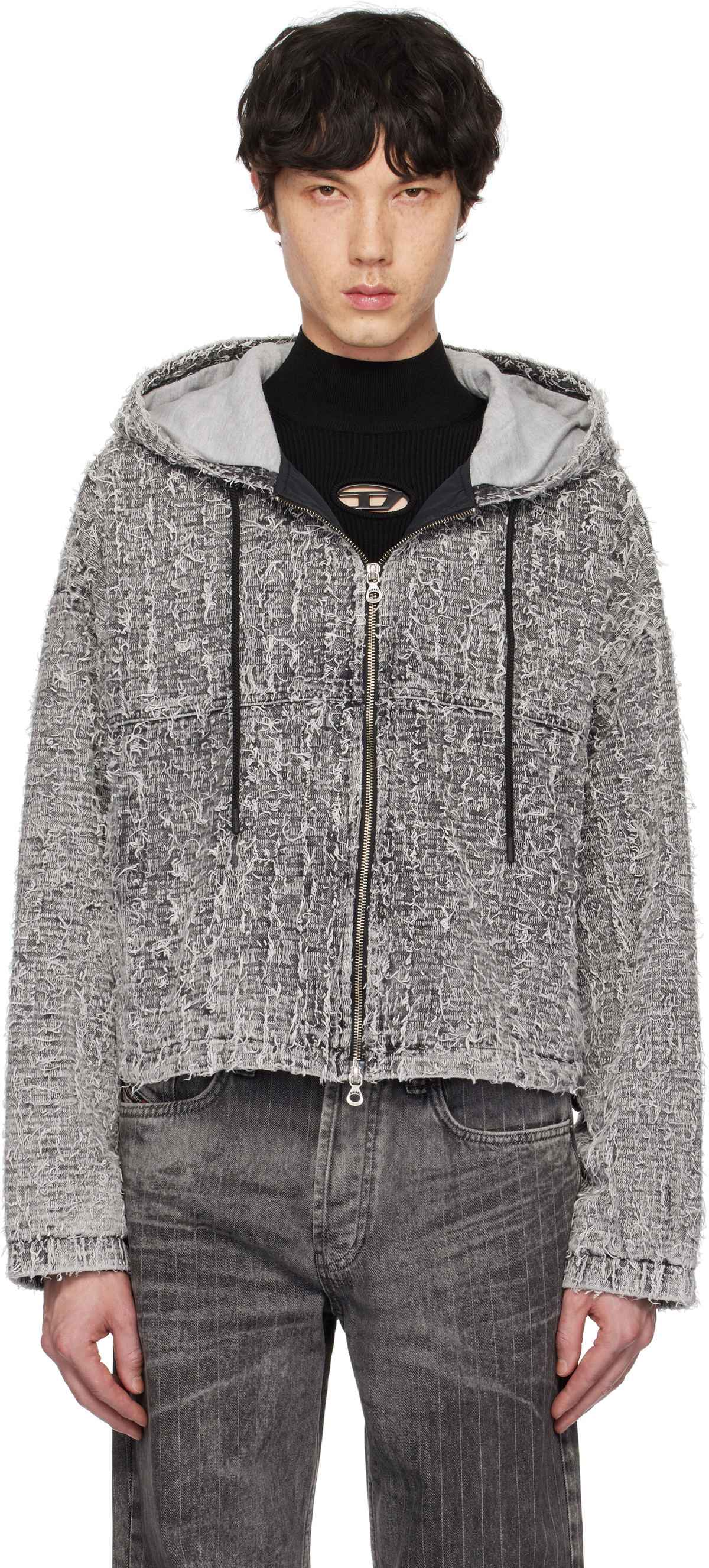 Diesel Gray De-Flow-S1 Denim Jacket Diesel