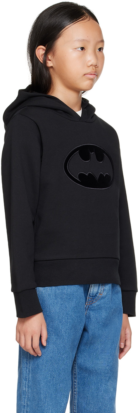 Moncler Enfant Kids Black Flocked Batman Logo Hoodie Moncler Enfant