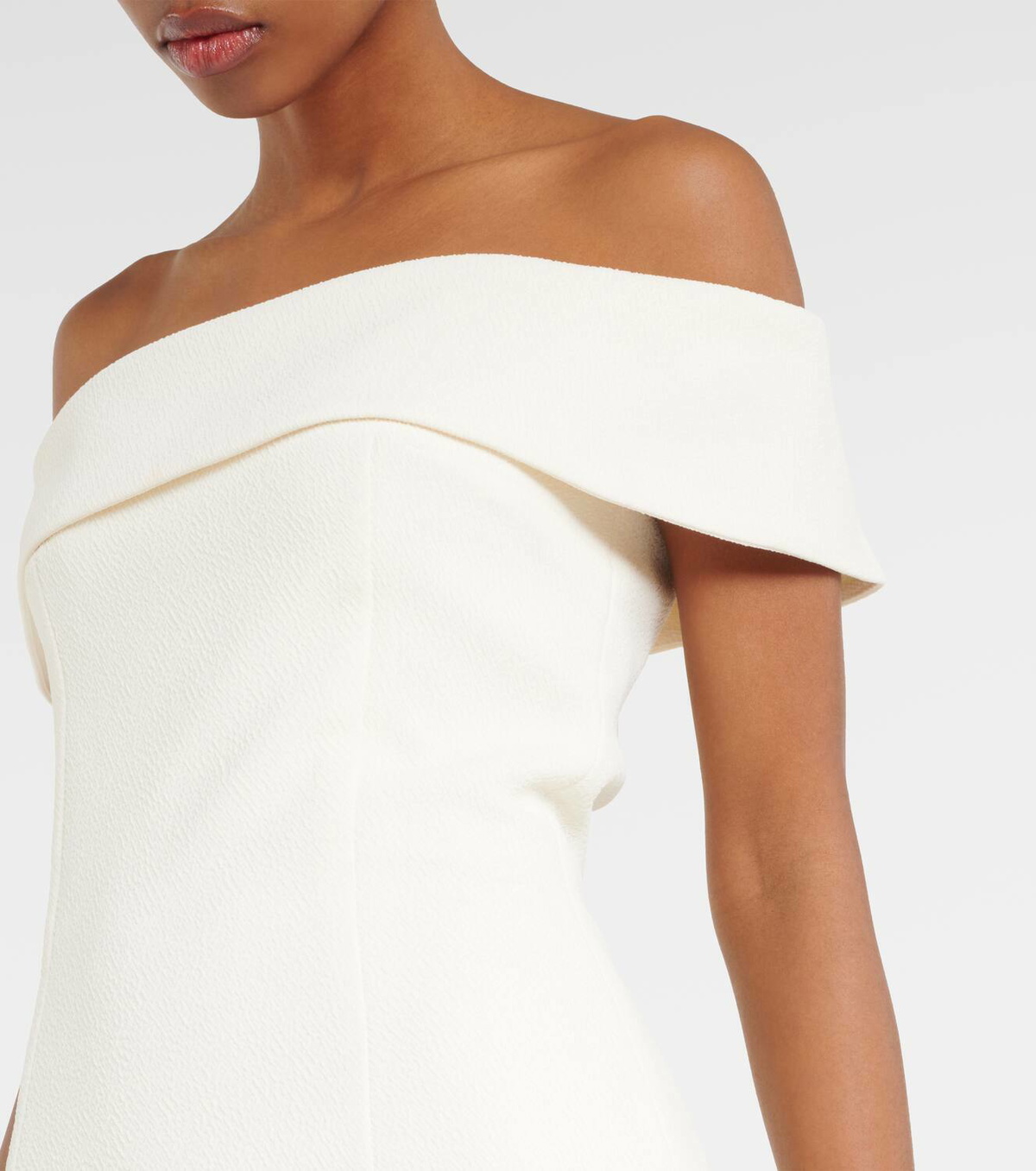 Emilia Wickstead Bridal Sandra off-shoulder crêpe midi dress Emilia ...