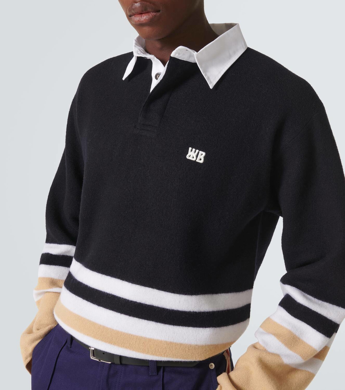 Wales Bonner Cypher striped wool polo sweater Wales Bonner