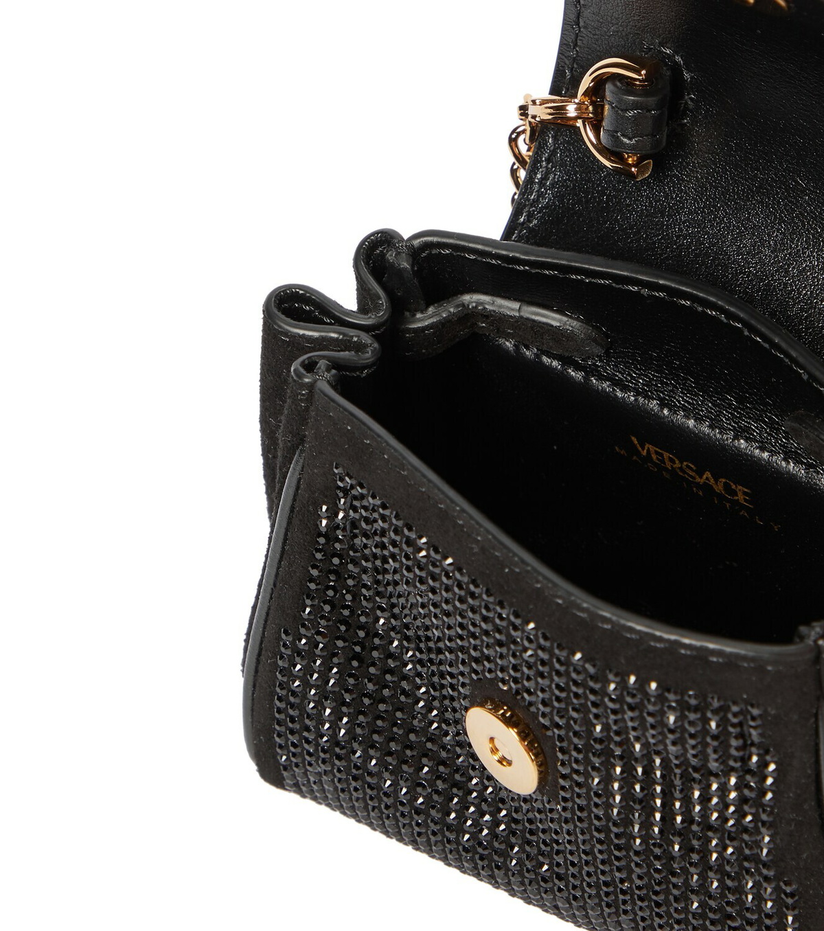 Versace - Medusa Mini embellished suede tote Versace