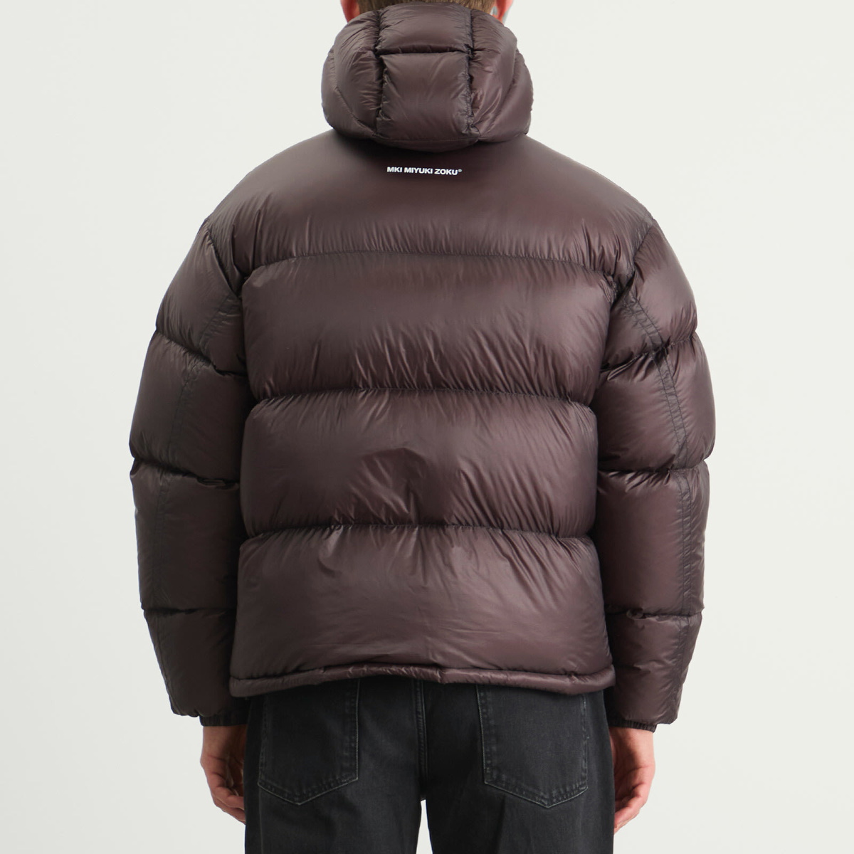 MKI Men's Translucent Hooded Bubble Jacket in Raisin MKI Miyuki-Zoku