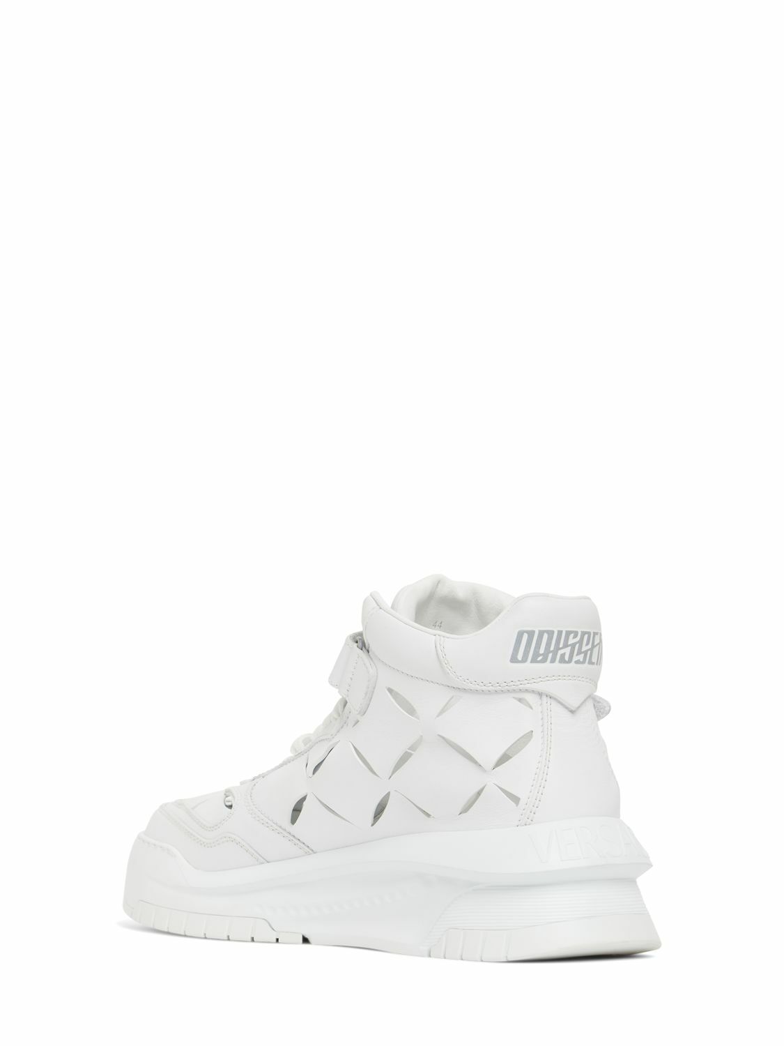 VERSACE - Laser Cut Leather High-top Sneakers Versace