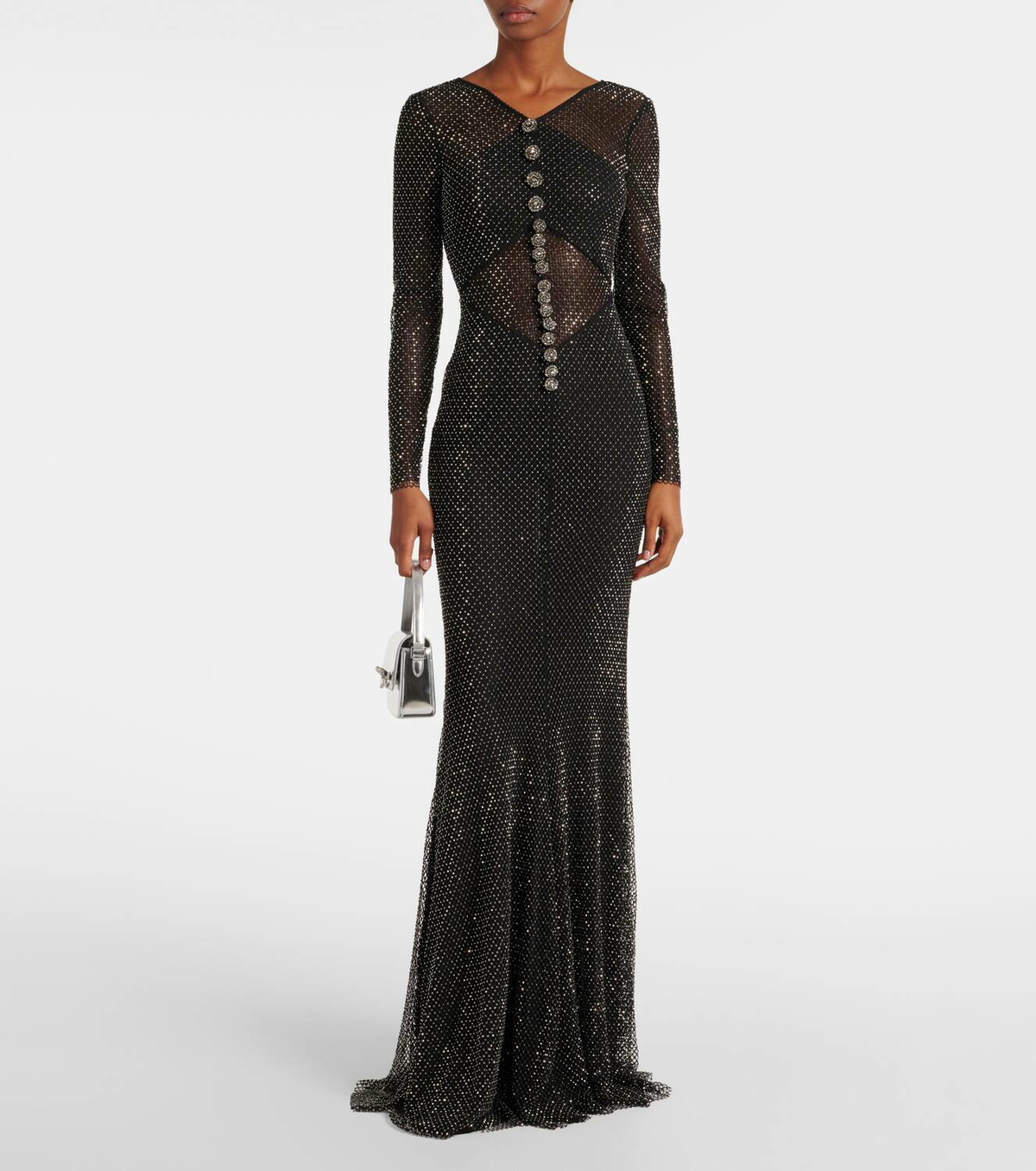 Self-Portrait Embellished fishnet gown Self-Portrait