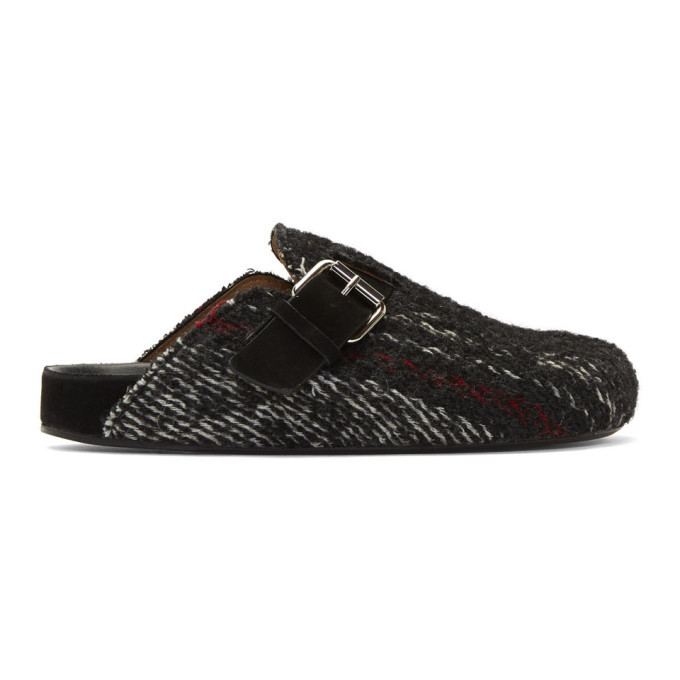 Isabel Marant Black Wooly Striped Mirvin Slipper Isabel Marant