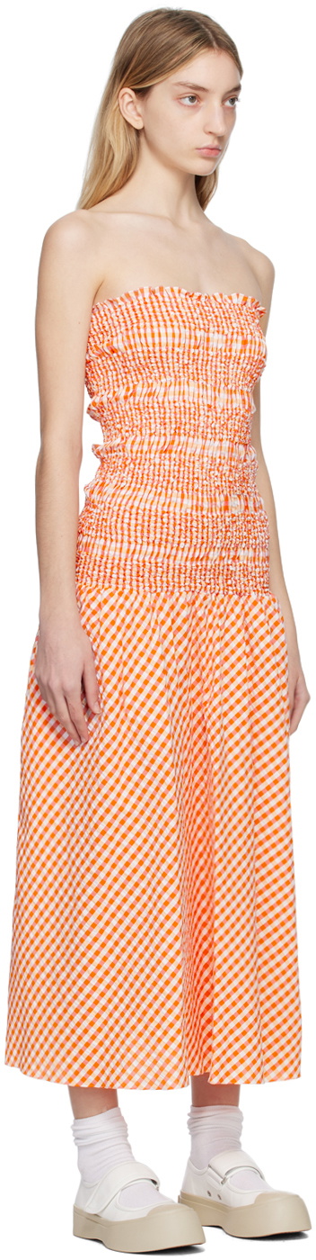 Kenzo Orange & White Kenzo Paris Check Midi Dress Kenzo
