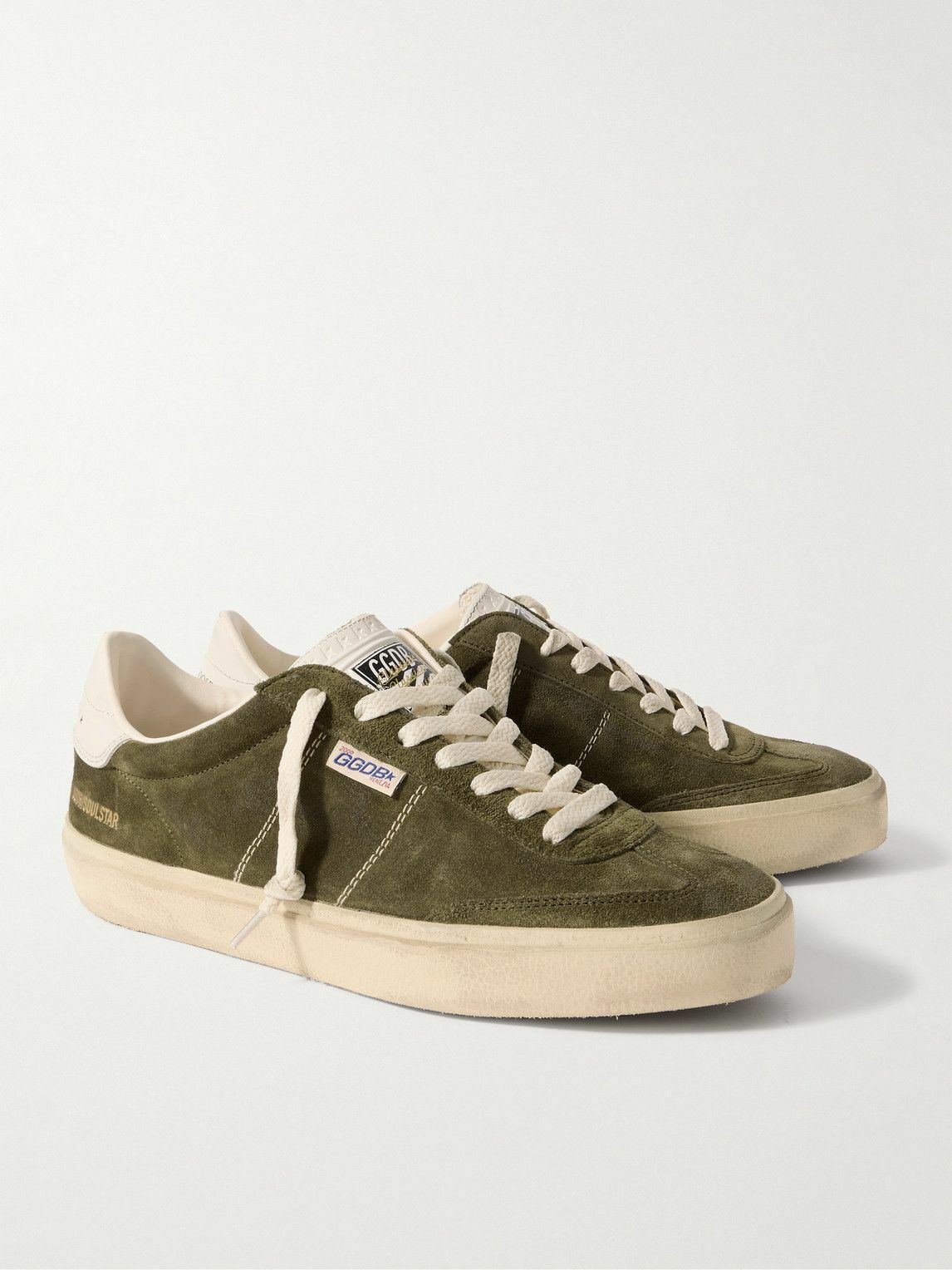 Golden Goose - Soul-Star Distressed Leather-Trimmed Suede Sneakers ...