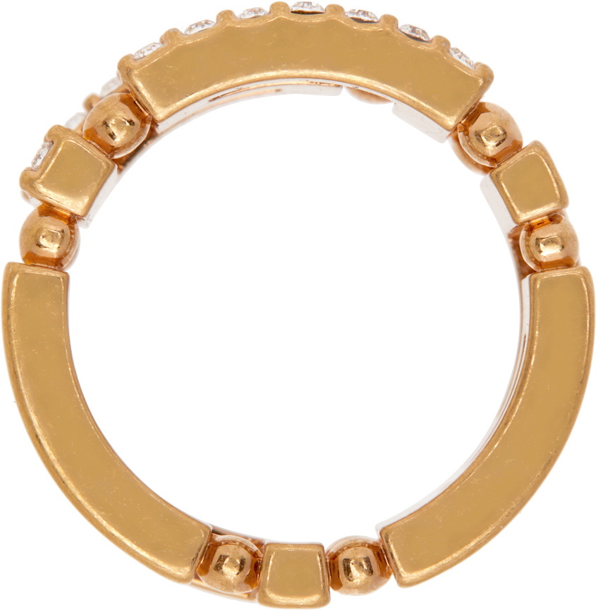 Versace Gold Crystal Greca Ring Versace